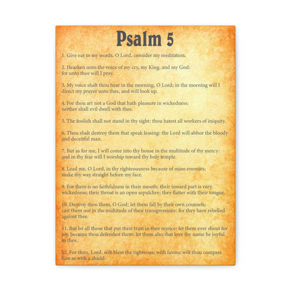 Express Your Love Gifts | Art | Scripture Sign Psalm 5 Chapter Gold Bible Canvas Christian Wall ...